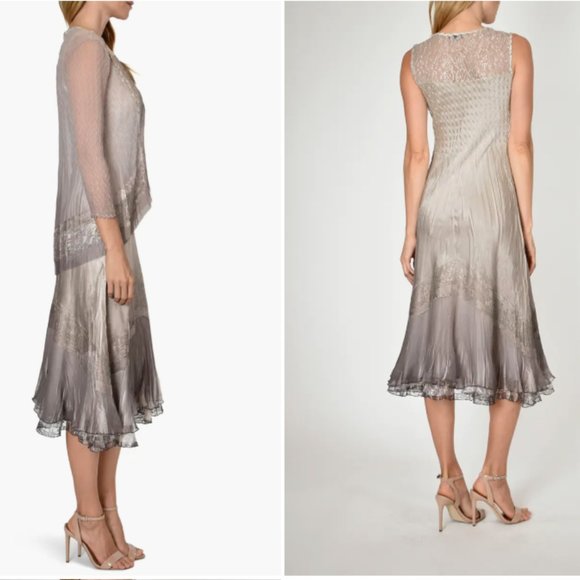 Komarov | Dresses | Komarov Charmeuse Chiffon Tiered Cocktail Beach ...